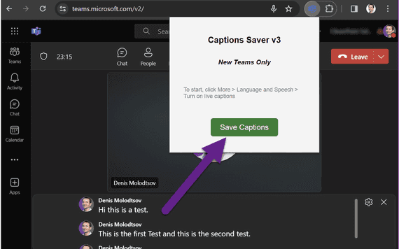 Exporting Live Captions from Microsoft Teams | Denis Molodtsov Blog